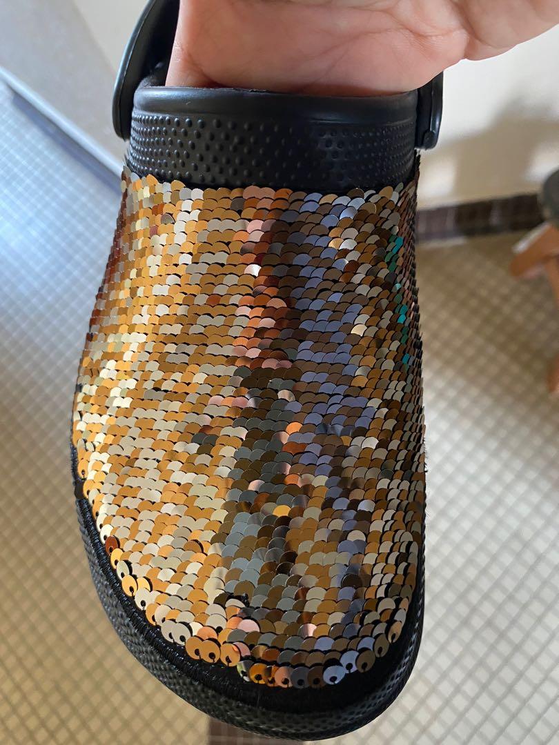 Crocs clog with sequin, Women's Fashion, Footwear, Sandals on Carousell