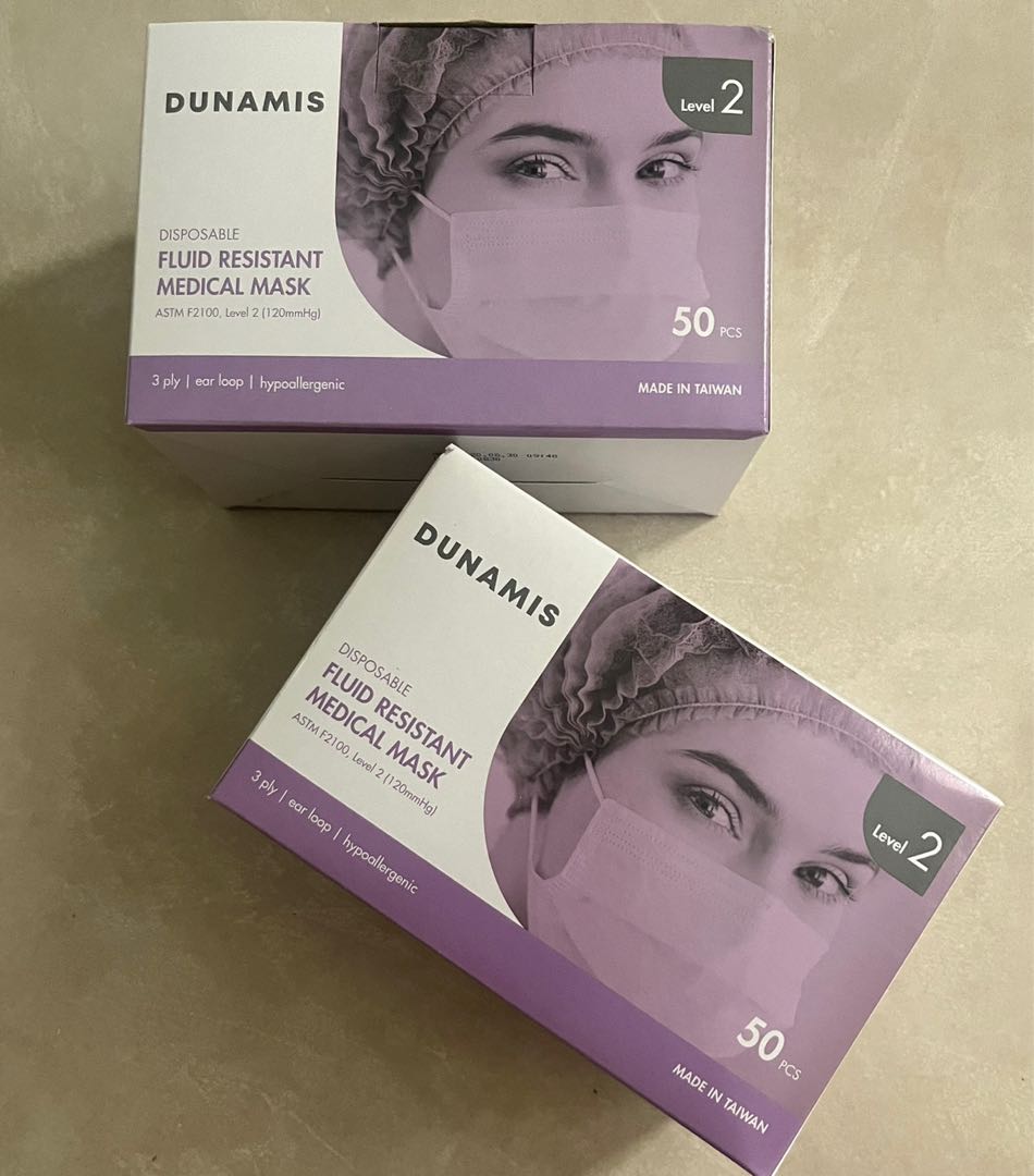 Dunamis 3 Ply Fluid Resistant Medical Mask, Health & Nutrition, Face ...