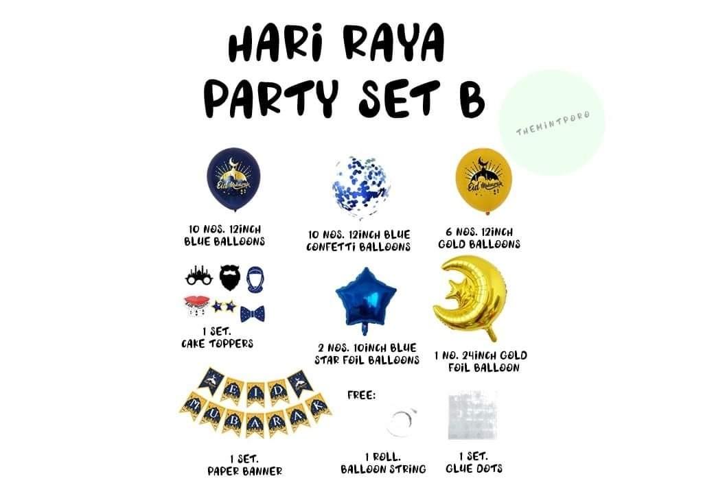 Hari Raya Party Set (Blue), Hobbies & Toys, Stationery & Craft ...