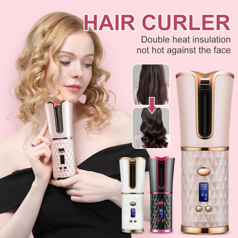 Juflix Cordless Auto Curling Iron, Benice Wireless Electric Rotating ...