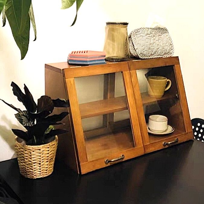 Kitchen Table Top Display Storage Cabinet with 2-Tier Shelving . Front ...