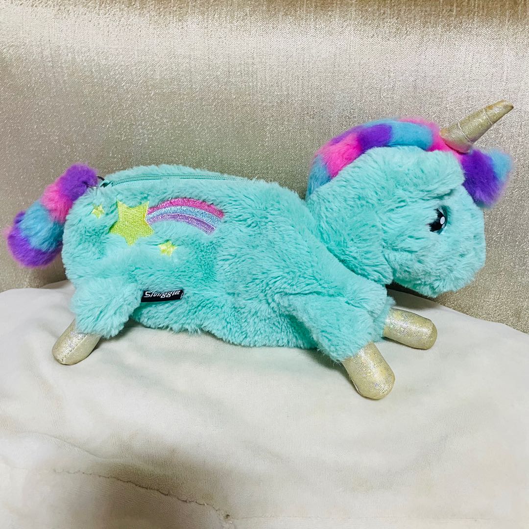 smiggle cute soft fluffy unicorn pencil case, Hobbies & Toys ...