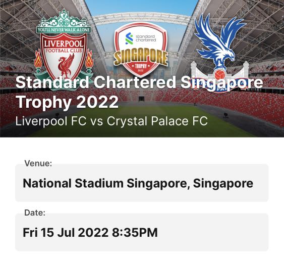Standard Chartered Trophy - Liverpool vs Crystal Palace, Tickets & Vouchers, Event Tickets on ...