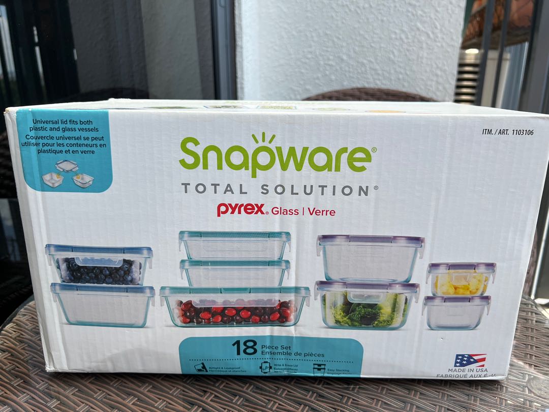Snapware 18-piece Pyrex Glass Food Storage Set, Furniture & Home Living ...