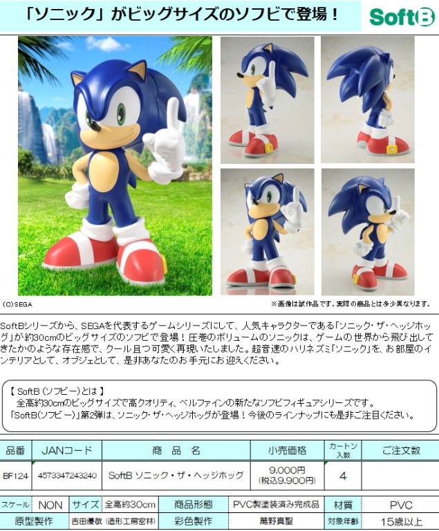 [預訂202211] Bell Fine SoftB "Sonic the Hedgehog" Sonic the Hedgehog 30cm ...