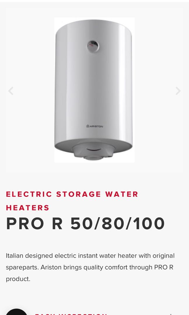 Ariston Pro R50 Water Heater, TV & Home Appliances, Water Heater ...