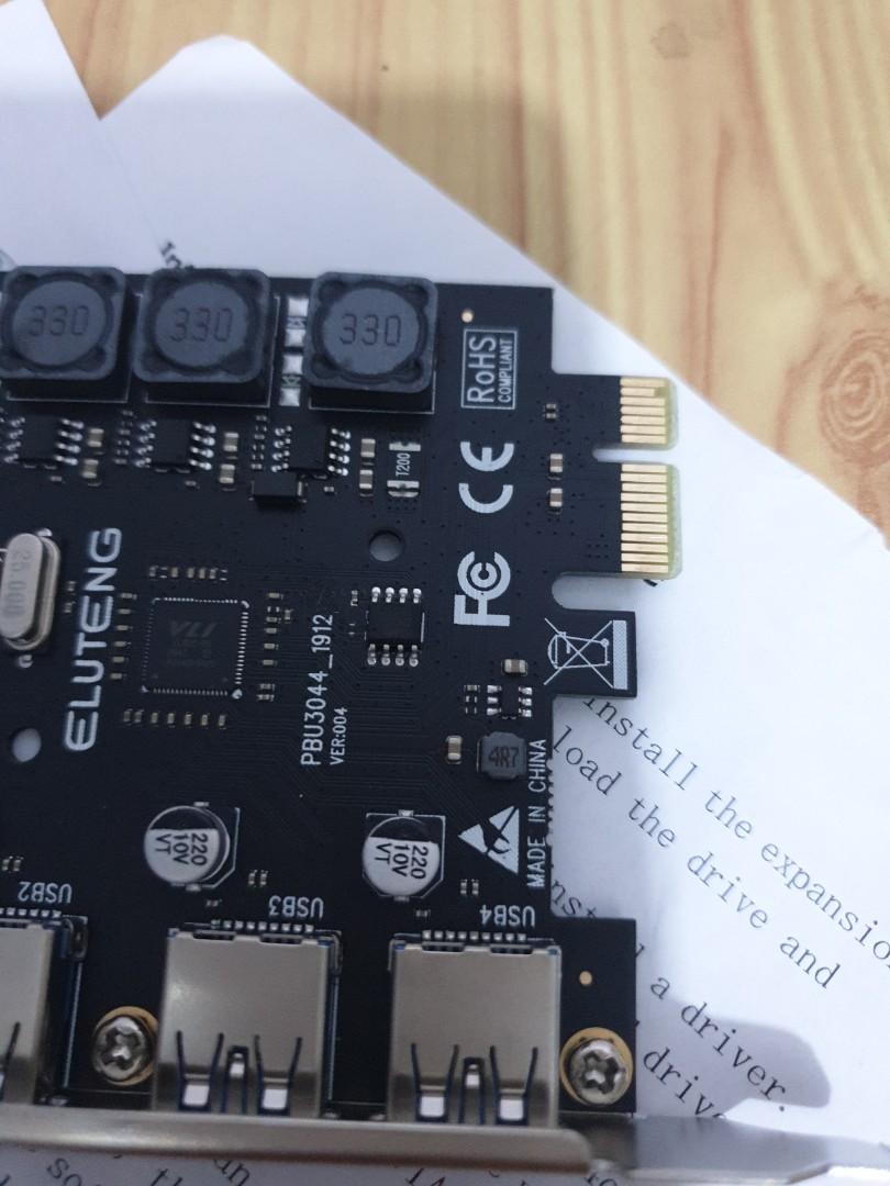 ELUTENG PCIE USB 3.0 Card, 4 Ports PCI Expree to USB Expansion Card ...