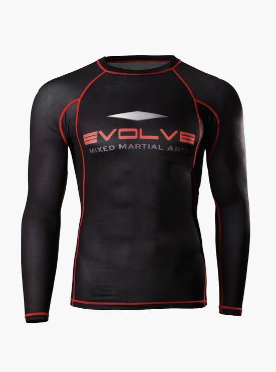 EVOLVE MMA Primeiro Rash Guards Long Sleeve (BLACK & WHITE), Sports ...