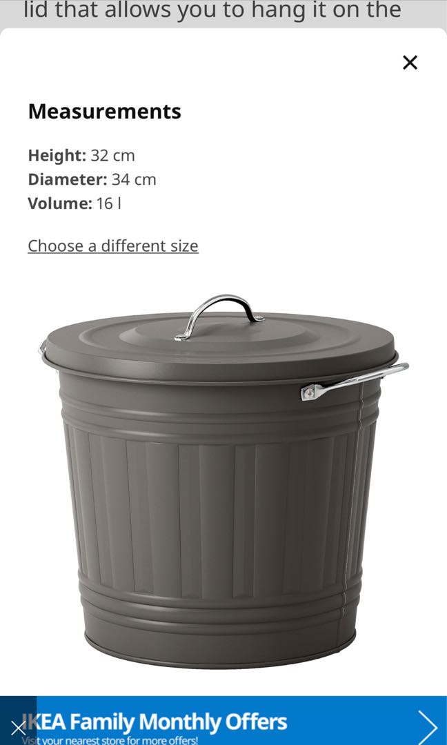 Ikea KNODD bin with lid, Furniture & Home Living, Cleaning & Homecare ...