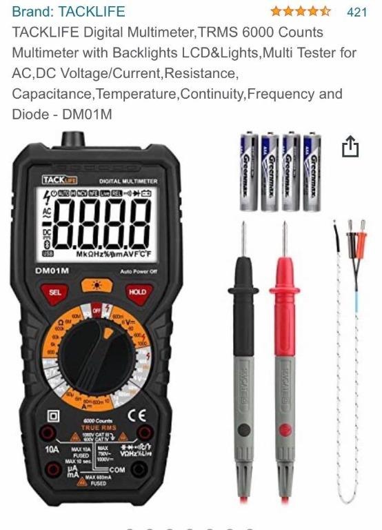 (JJ505) Tacklife Classic Digital Multimeter, Health & Nutrition, Health ...