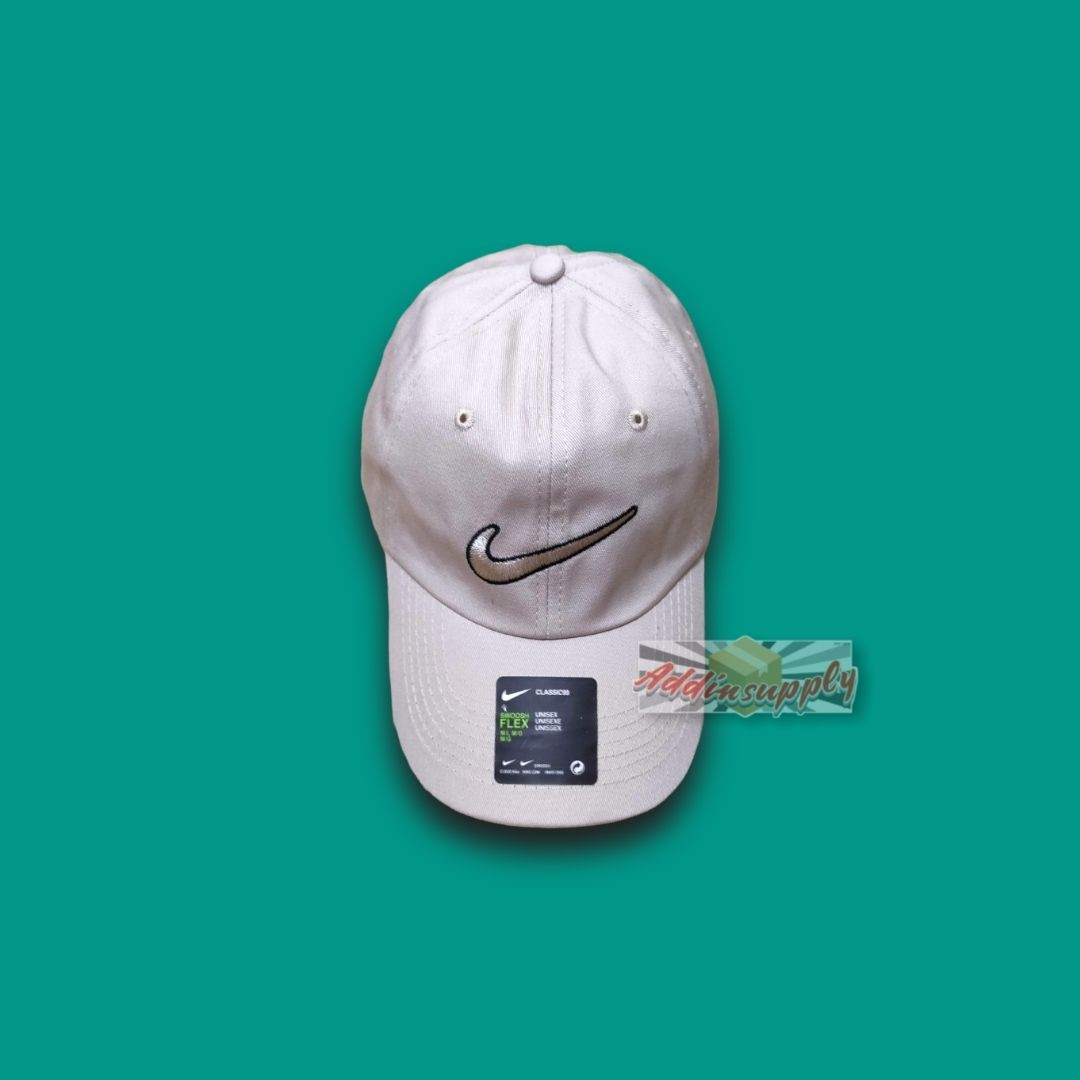 Nike Beige Swoosh Black Outline Center Embroidery Cap Beige, Men's ...