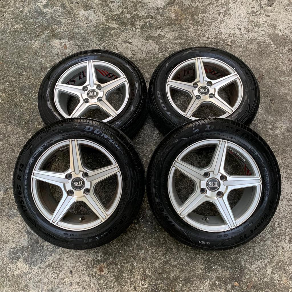 SSII 14 inch sport rim Axia tyre 70%, Auto Accessories on Carousell