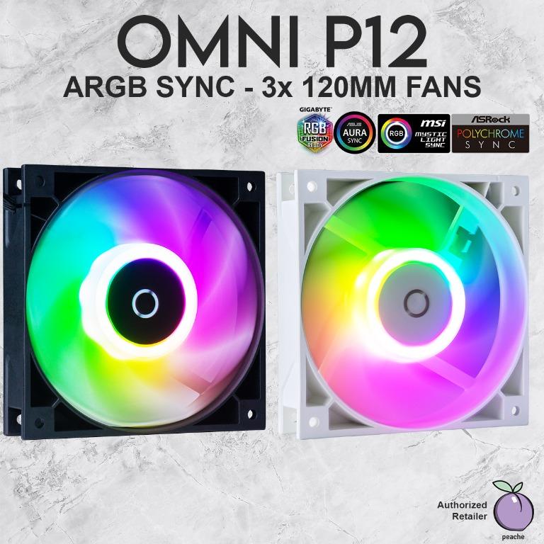 Tecware OMNI P12 ARGB RGB FANS 120MM RGB 3 Pack Case Fan Controller Hub ...