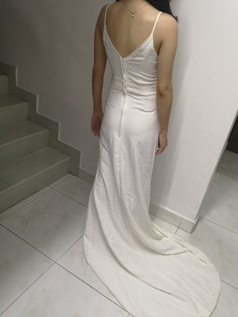 New White Simple ROM Long Dress Maxi, Women's Fashion, Dresses & Sets ...