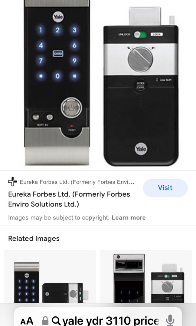 Yale YDR 3110 main door lock, Furniture & Home Living, Security & Locks ...