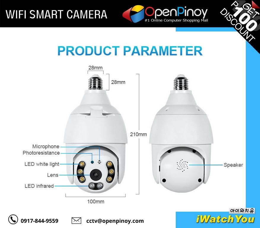 3MP E27 LAMP PTZ (NIGHT FULL CLOR), Furniture & Home Living, Security ...