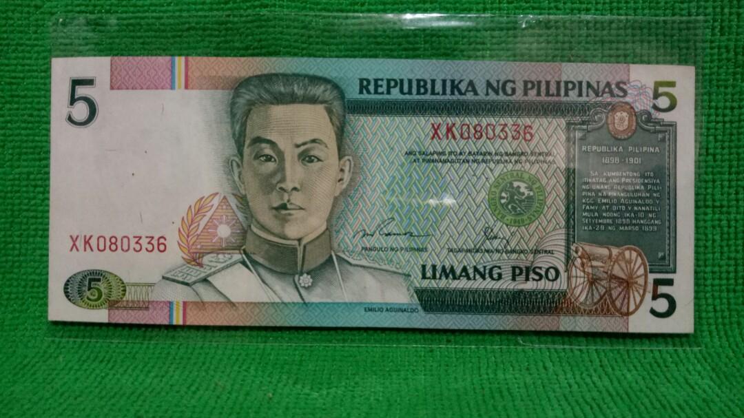 5 Peso Emilio Aguinaldo Bill, Hobbies & Toys, Memorabilia ...