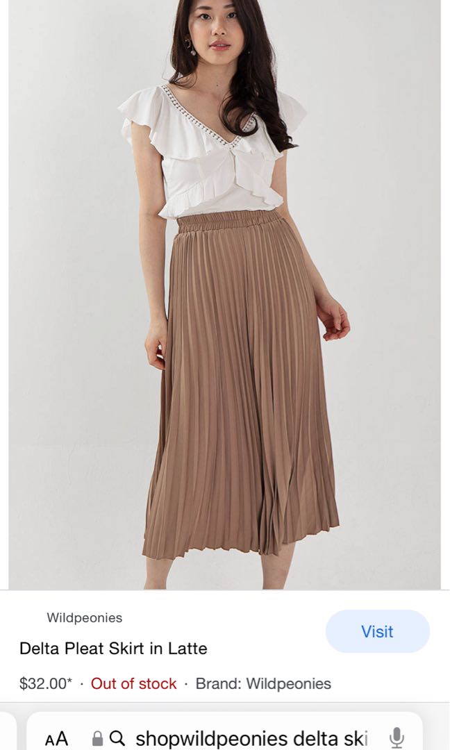 Delta Pleat Skirt in Latte, Women's Fashion, Bottoms, Skirts on Carousell