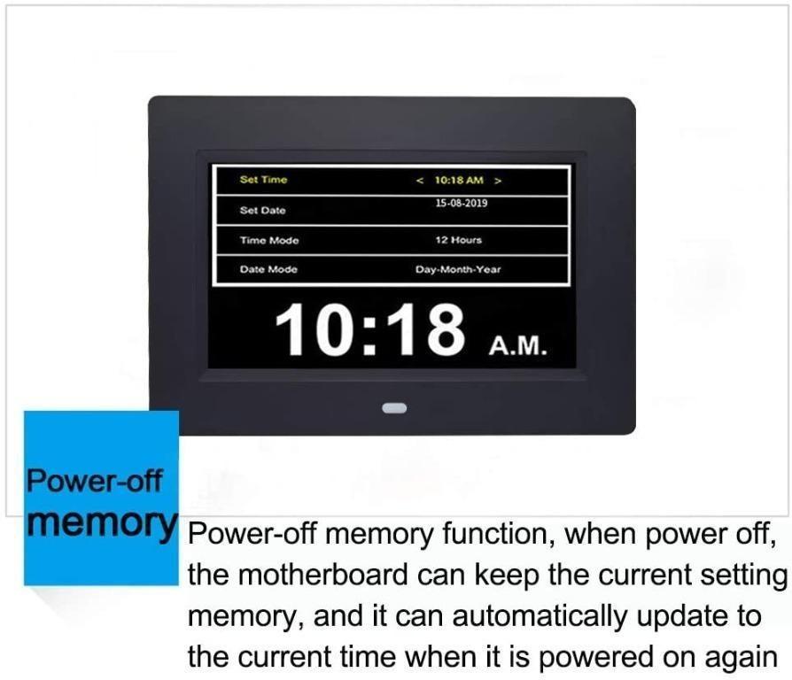 Digital Calendar Day Clock Photo Frame- Auto Dimmable Display 12 Alarm ...
