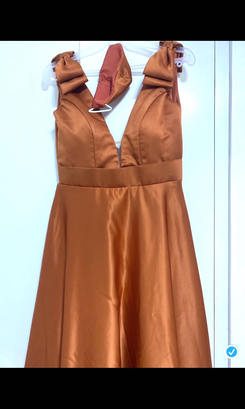 Duchess Satin Rust Color Gown, Women's Fashion, Dresses & Sets, Evening ...