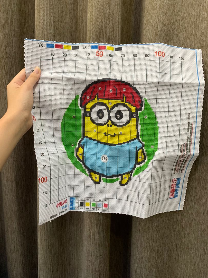 [FREE] Minion Cross Stitch Mat, Hobbies & Toys, Stationery & Craft ...