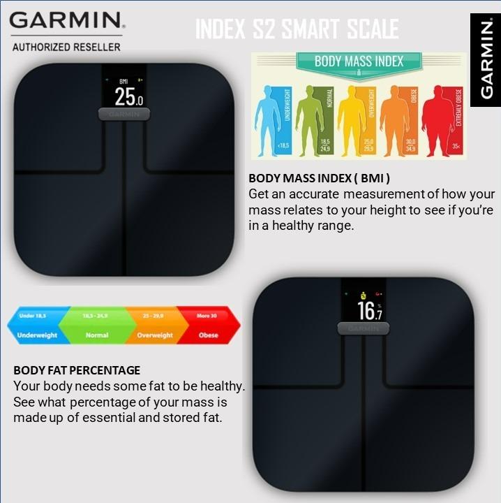 GARMIN INDEX SCALE S2 - Smart Weight / BMI Scale, Sports Equipment ...