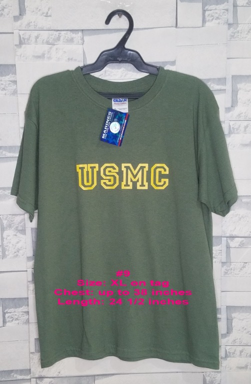 Gildan USMC Military Green Shirt, Men's Fashion, Tops & Sets, Tshirts ...