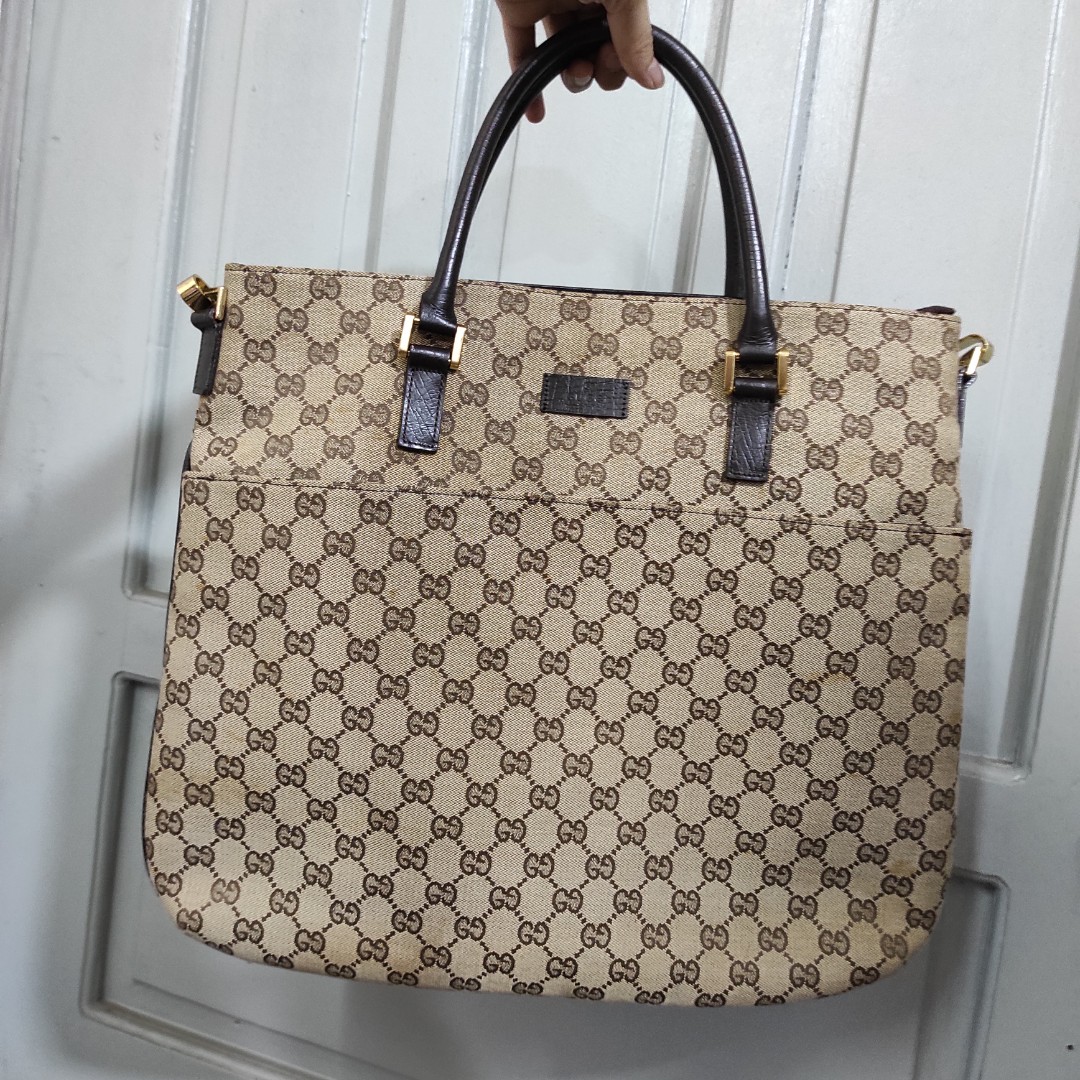 Gucci Monogram Canvas Shoulder Laptop Bag, Luxury, Bags & Wallets on ...