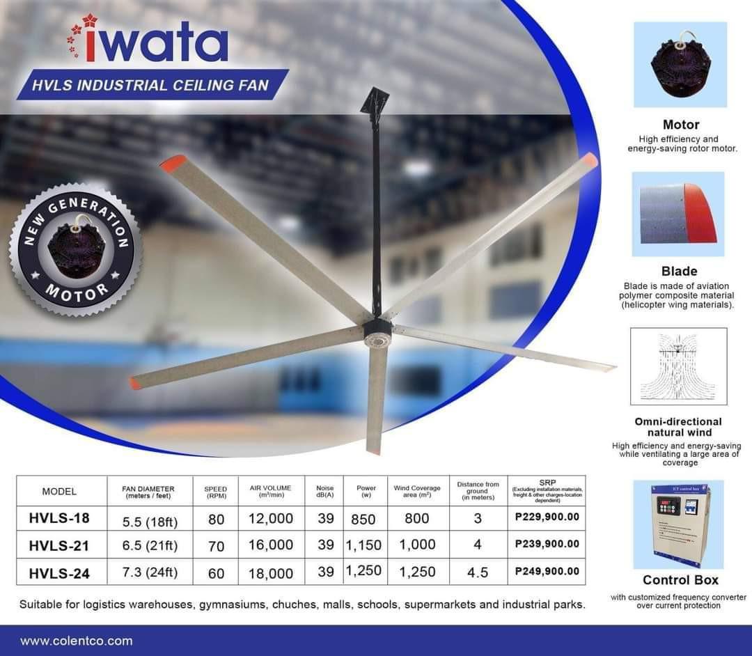 Iwata Industrial HVLS Ceiling Fan, Furniture & Home Living, Lighting ...