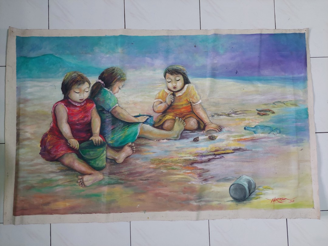 Lukisan Eropa Karya Herman Tahun 1996, Antik, Pajangan di Carousell