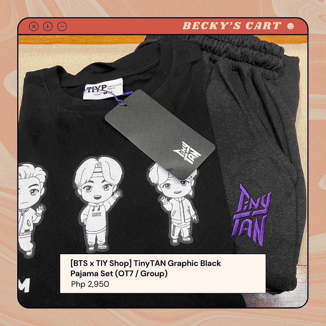 [ON HAND] TIY Shop x BTS TinyTAN Graphic Black Pajama Set (OT7 / Group ...