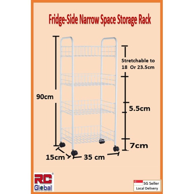 Storage Rack / small Space rack / storage shelf / Fridge Side Space ...