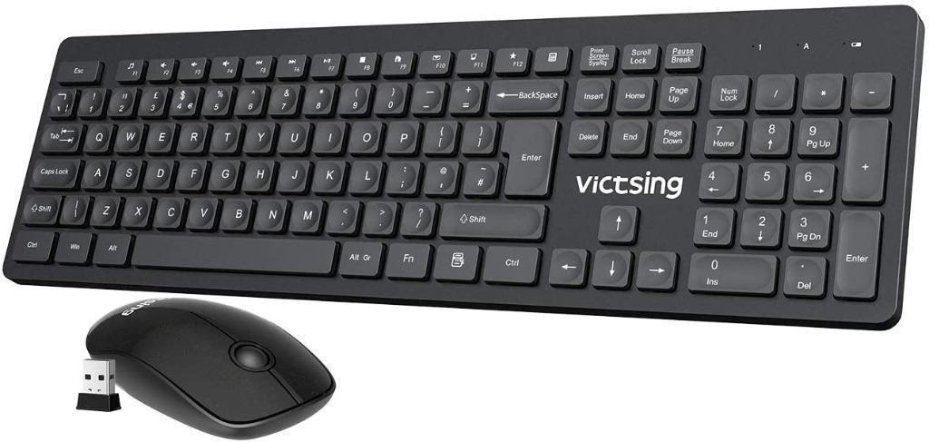 Victsing (PC176B) Wireless Keyboard and Mouse Set, Silent & Comfortable ...