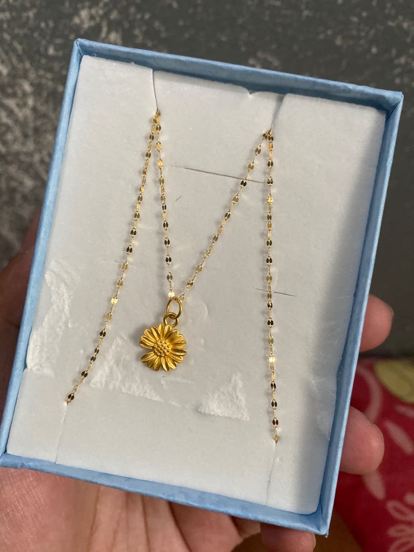 24k pendant with 18k saudi gold chain, Women's Fashion, Jewelry ...