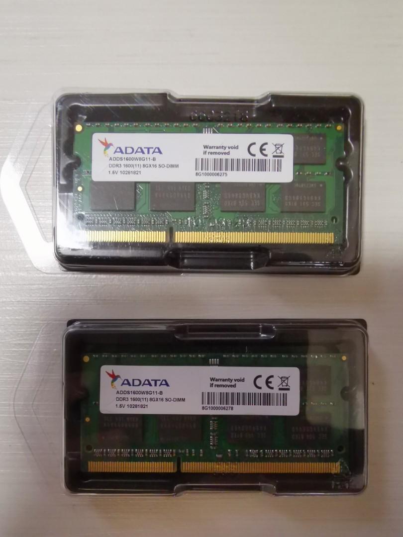 ADATA DDR3 8gb Laptop Ram 1600mhz, Computers & Tech, Parts ...