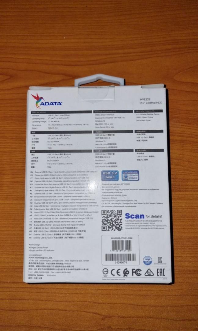 Adata HV620S Portable Hard Drive, Computers & Tech, Parts & Accessories ...