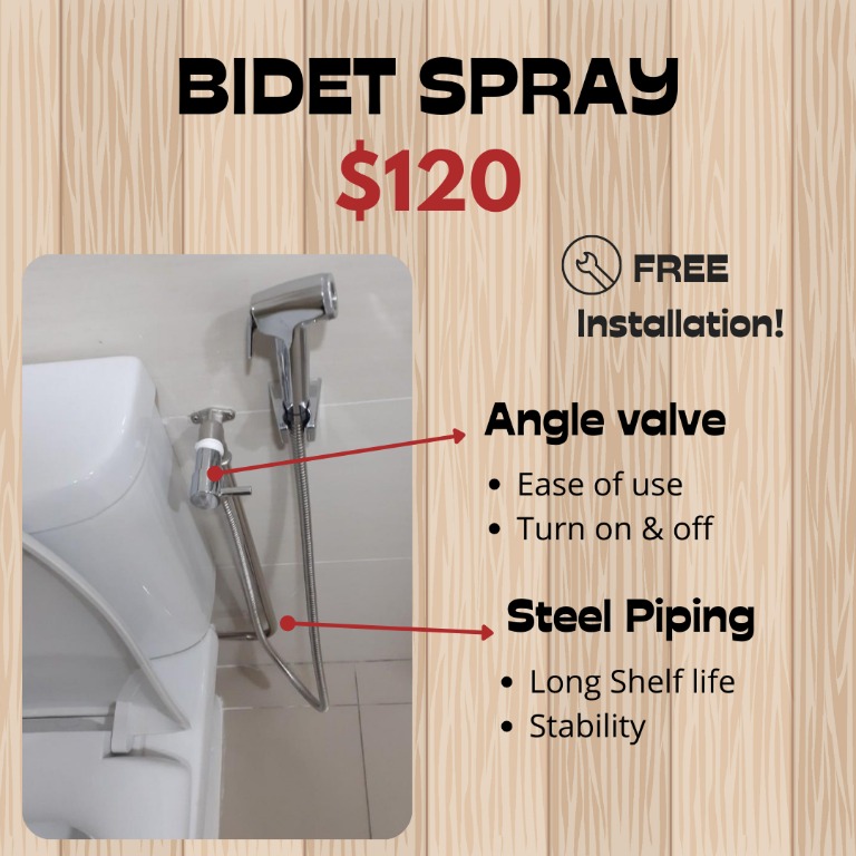 BIDET SPRAY | FOC INSTALLATION, Furniture & Home Living, Bathroom ...