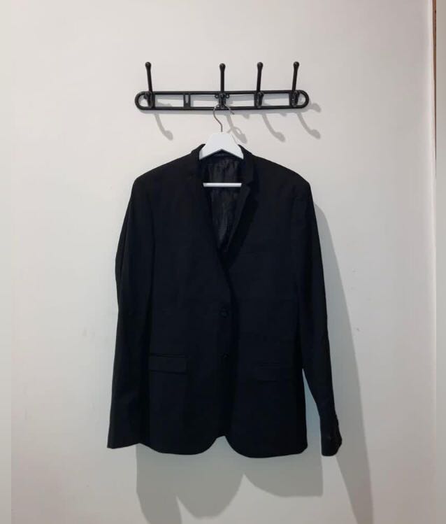 Blazer Hitam / jas Hitam HnM, Fesyen Pria, Pakaian , Baju Luaran di ...