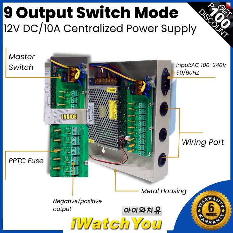 Centralized Power Supply 12V 9port 10Ampere for CCTV Security System ...