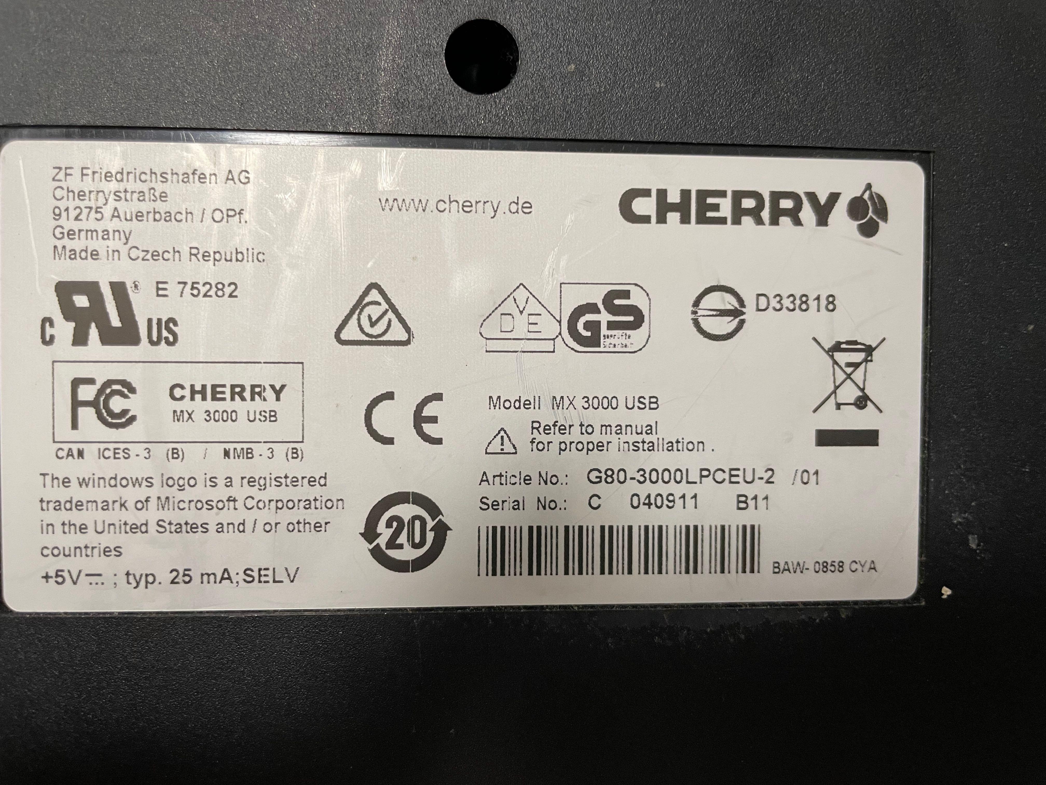 Cherry MX3000 USB mechanical keyboard, Computers & Tech, Parts ...