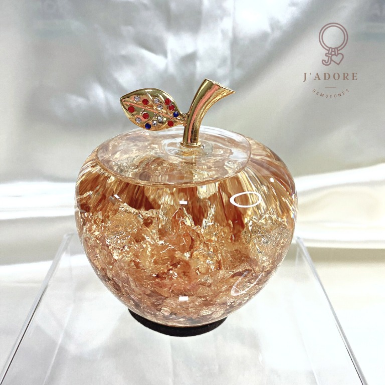 Crystal Glass Apple with Gold Foil, Furniture & Home Living, Home Decor ...