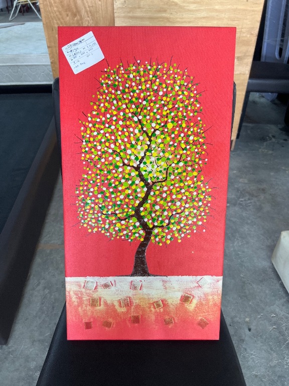 Frame Painting Tree Red Background Design / Lukisan Bingkai Rekaan ...