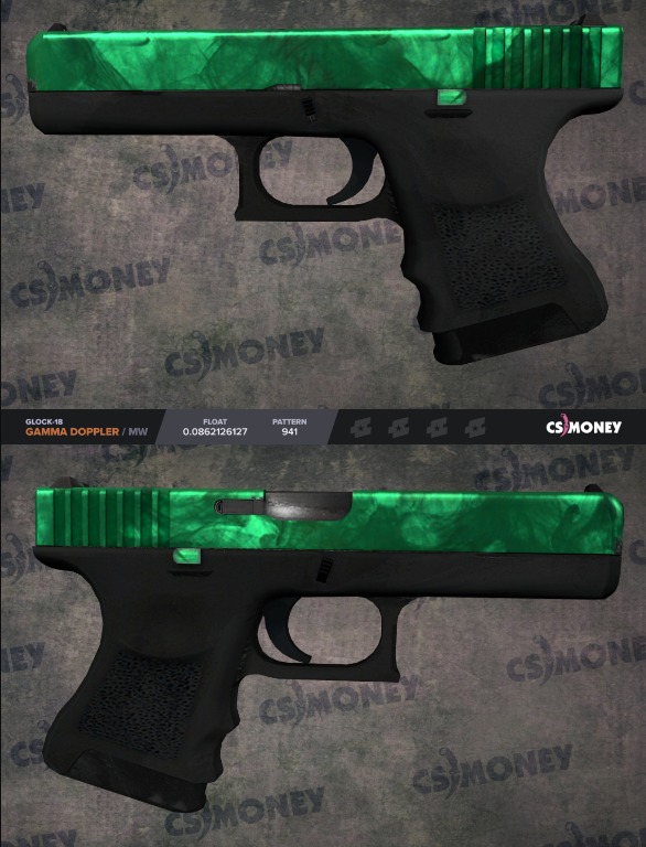 (FV0.08) CSGO Glock-18 Gamma Doppler Emerald MW, Video Gaming, Gaming ...