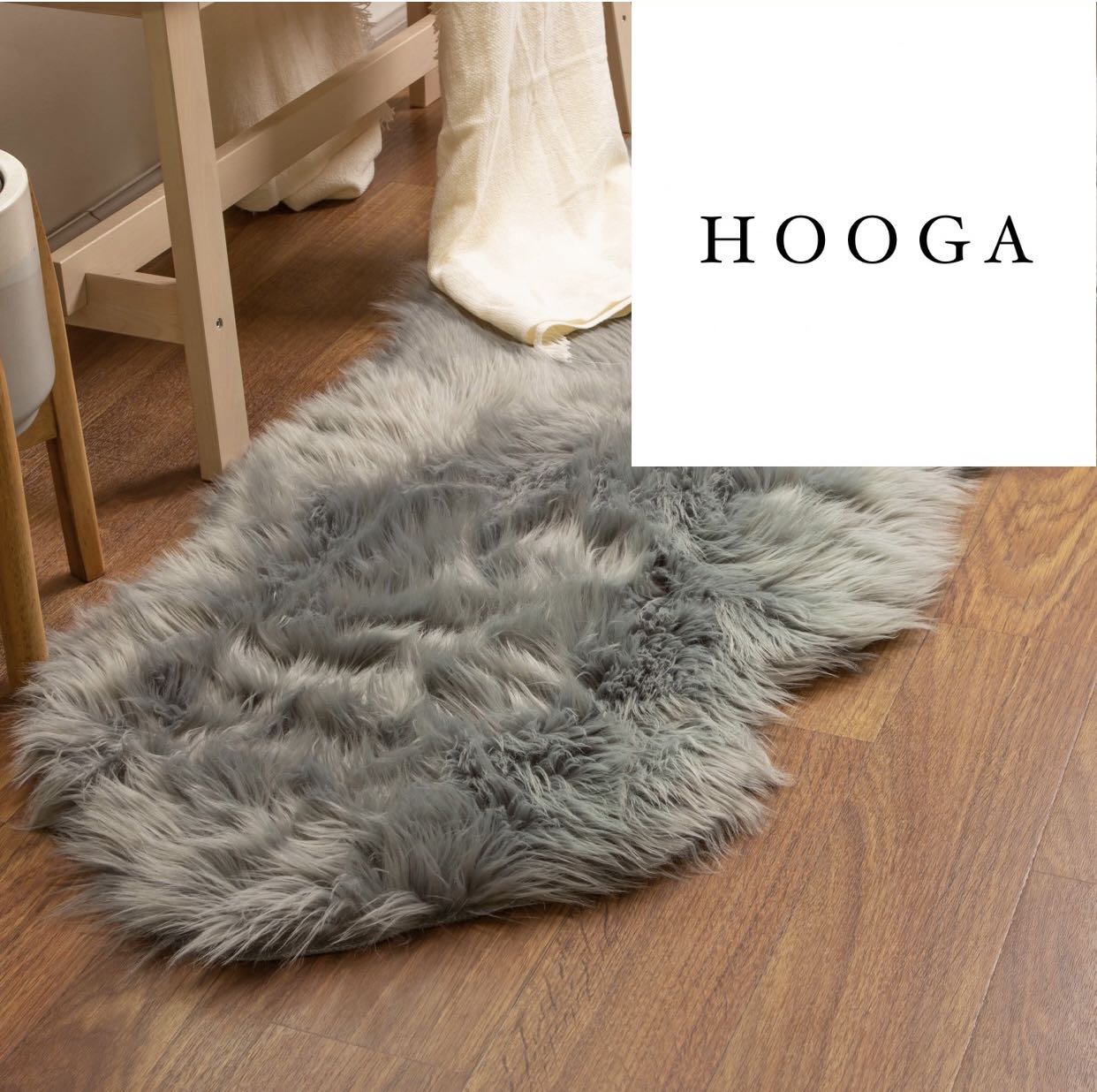 Hooga Grey Faux Fur Rug, Furniture & Home Living, Home Decor, Carpets ...