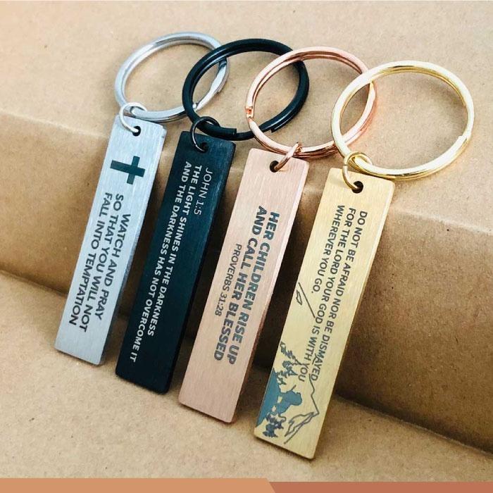 Key Chain Stainless Steel Engraving - Bible Verses - Christian Gifts ...