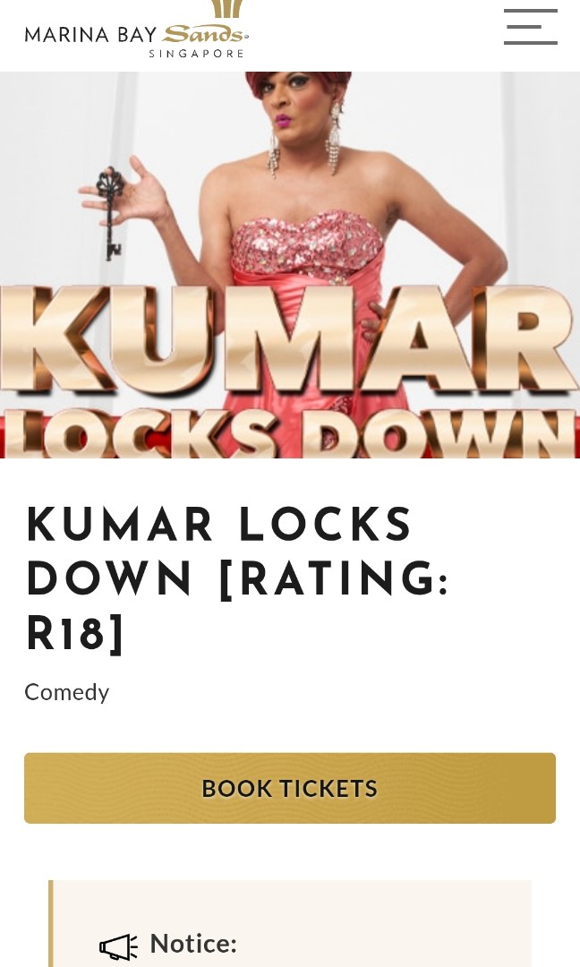 Kumar Lockdown Show (MBS), Tickets & Vouchers, Event Tickets on Carousell