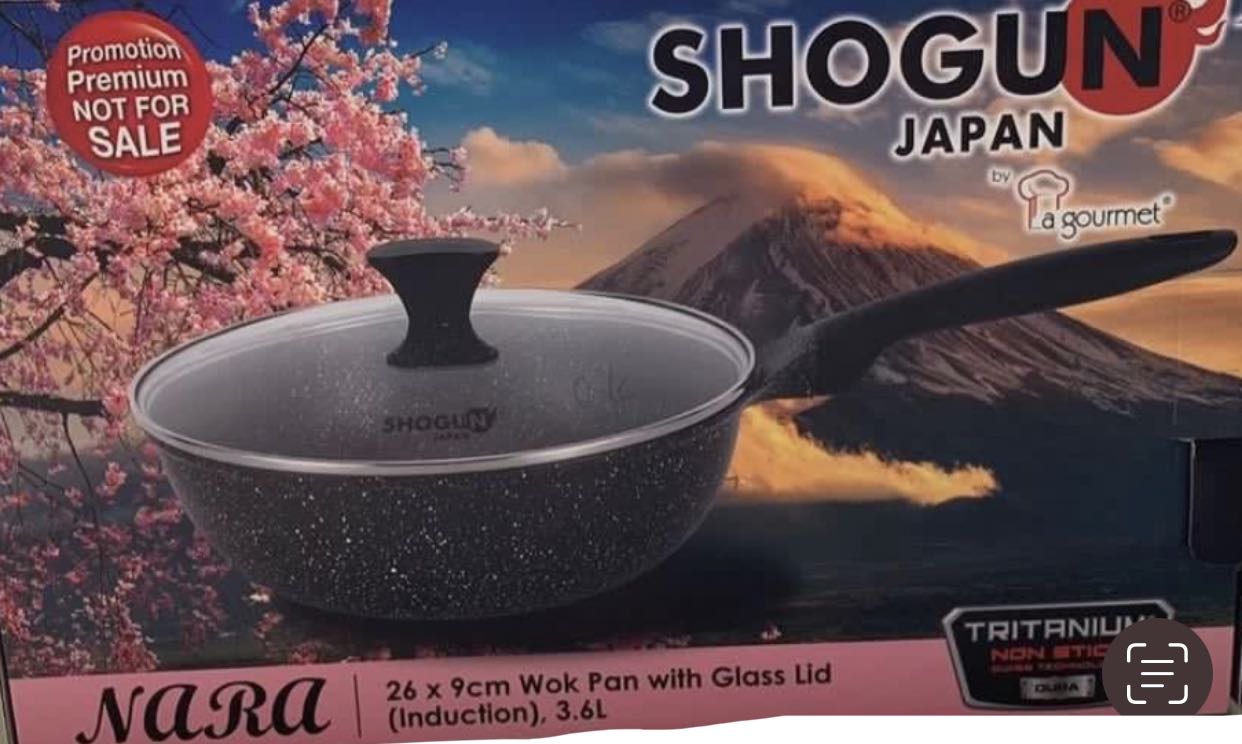 La Gourmet Shogun Japan Nara 26cm Wok Pan with Glass Lid, Furniture ...