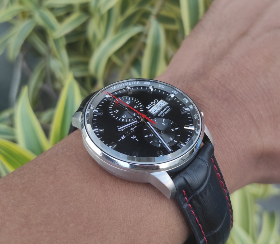 MIDO Commander II Chronograph Leather Strap, Men's Fashion, Watches ...