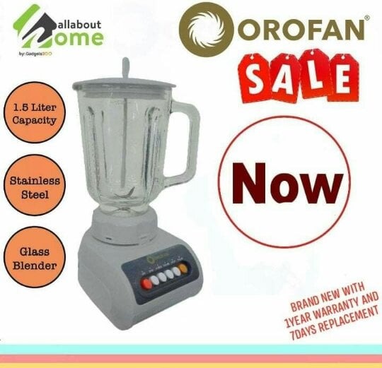 OROFAN OEB-1.5L GLASS BLENDER, TV & Home Appliances, Kitchen Appliances ...