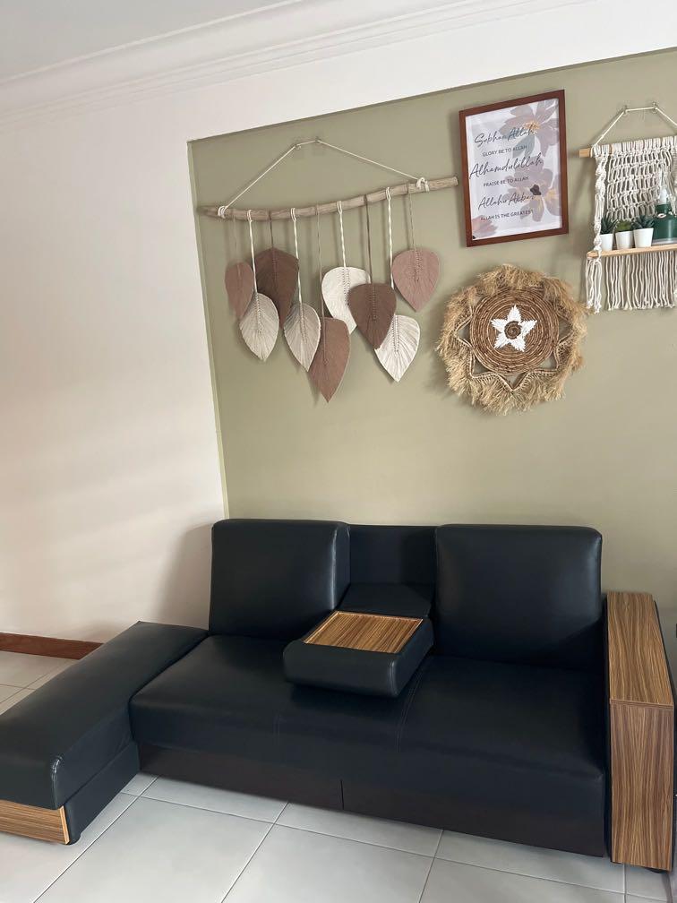 Sarai Storage Sofa Bed (PVC Black), Furniture & Home Living, Furniture, Sofas on Carousell